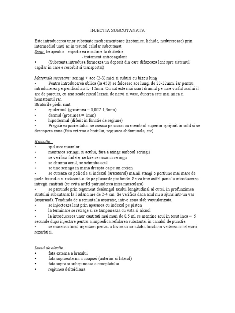 Injectia Subcutanata | PDF