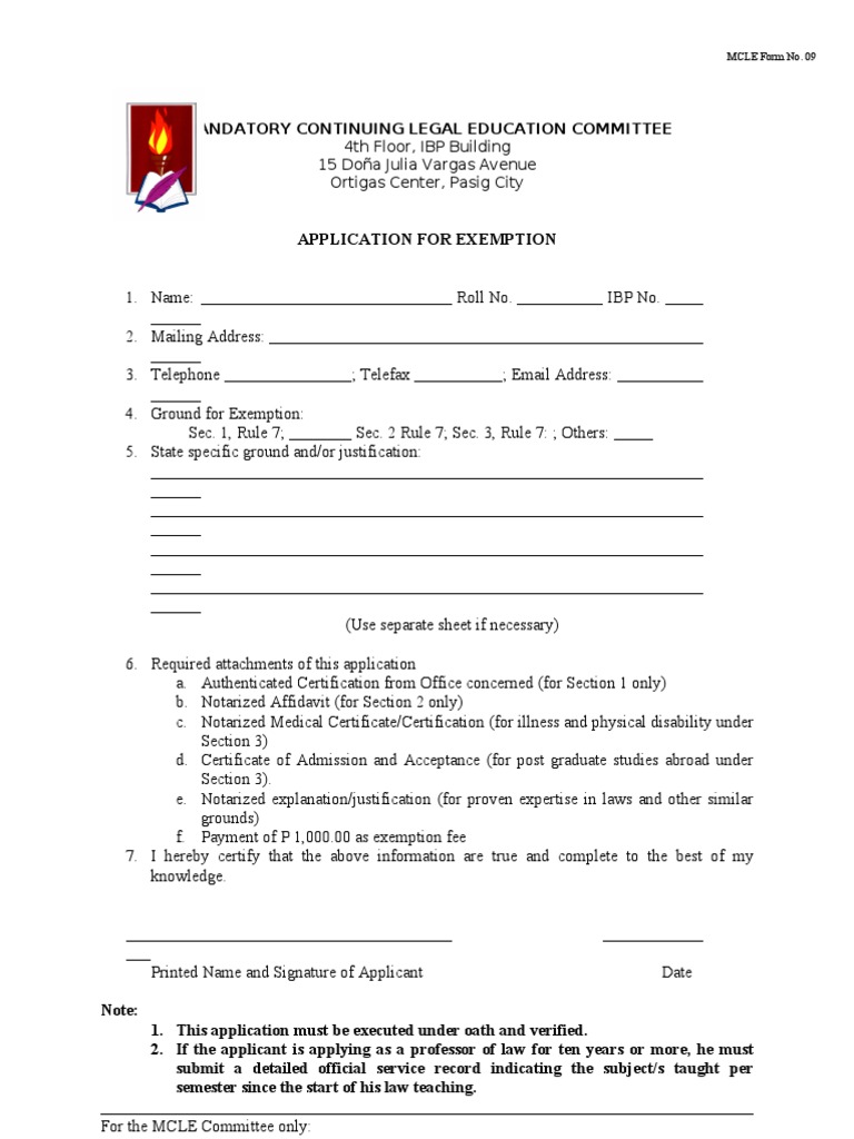 Mcle Form No. 09 | PDF