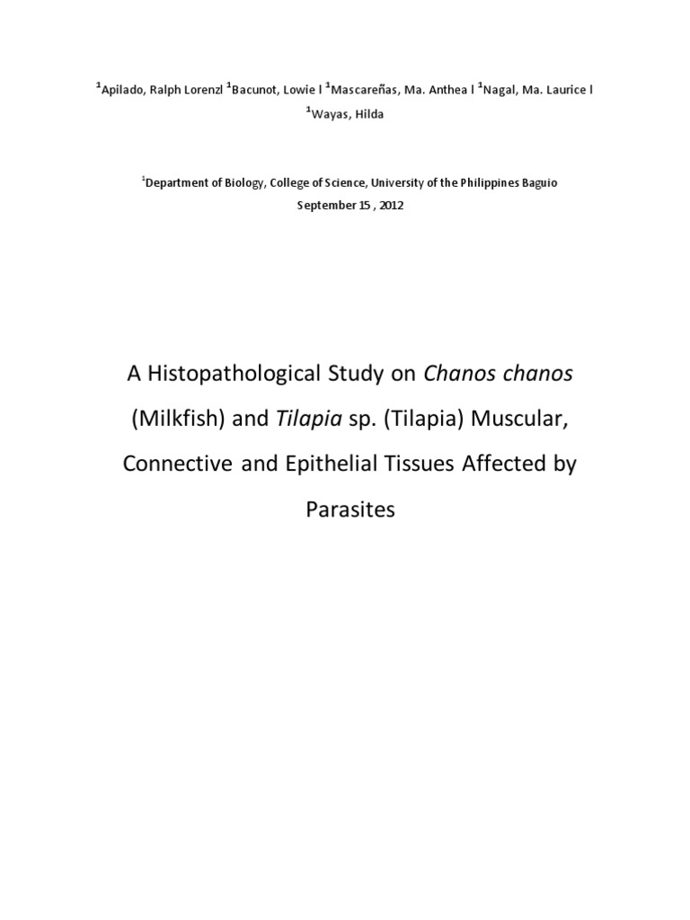 A Histopathological Study On Chanos Chanos (Milkfish) and Tilapia Sp ...