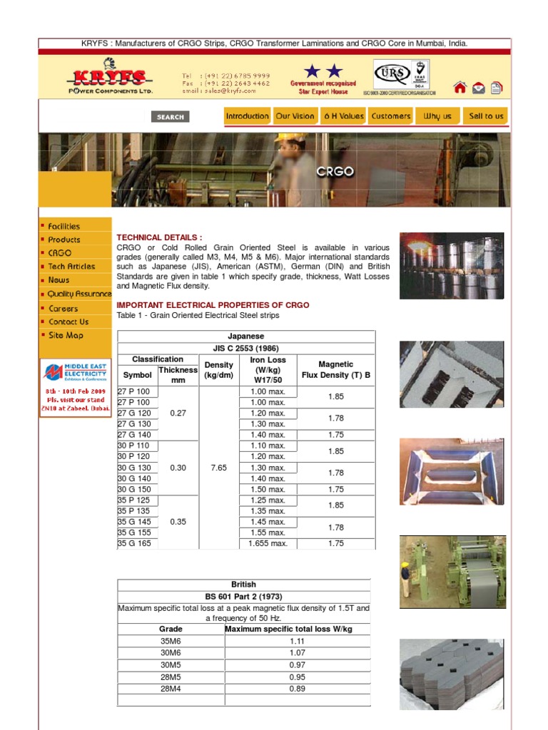 CRGO Strips India, CRGO Transformer Laminations, CRGO Core India ...