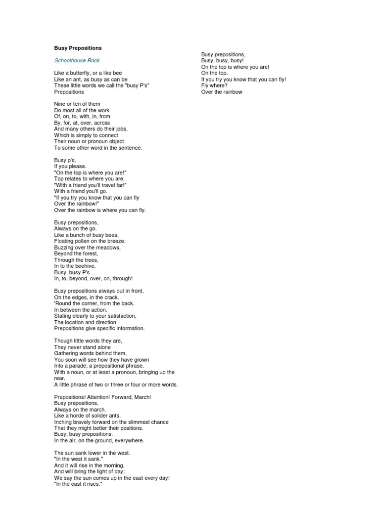 Busy Prepositions Explained | PDF