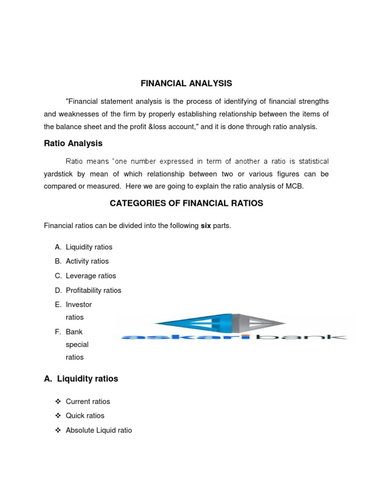 MCB Financial Ratio Analysis Guide | PDF | Revenue | Equity (Finance)