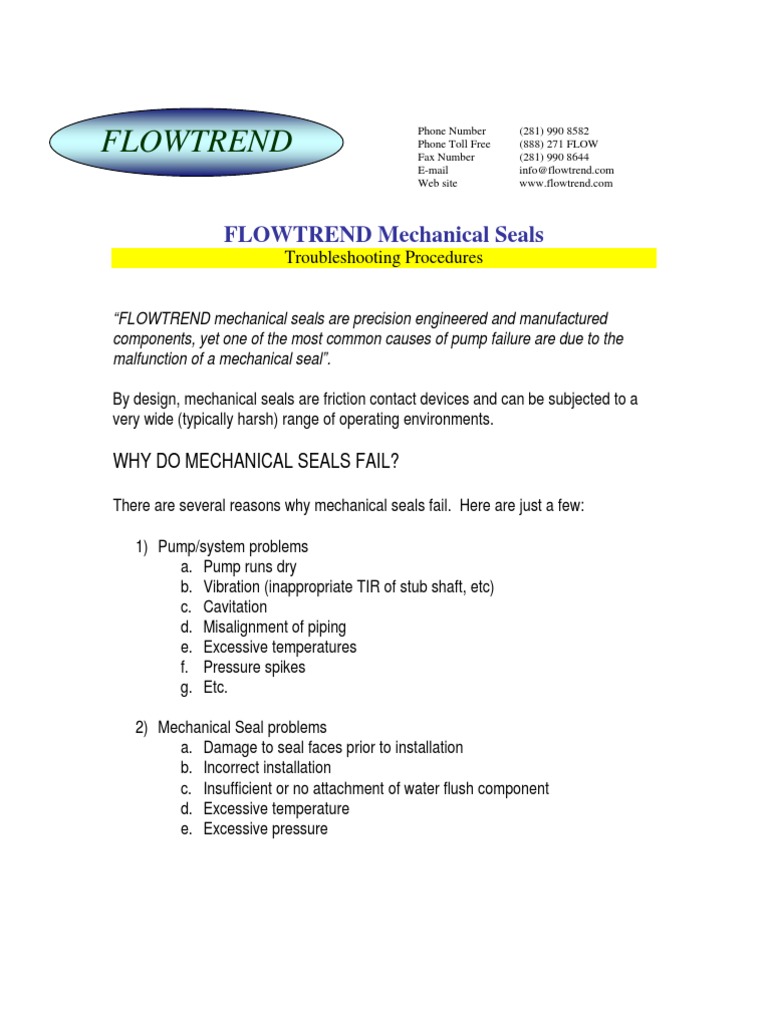 Mechanical Seal Troubleshooting Guide | PDF | Carbon | Wear