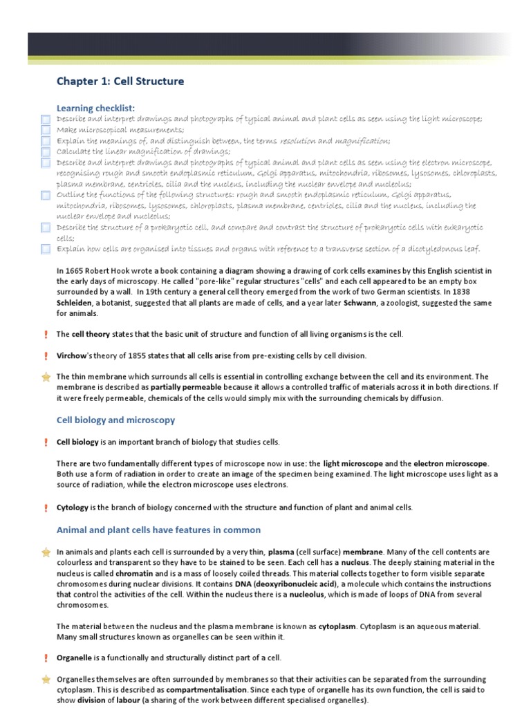 Cell Structure & Microscopy Guide | PDF | Endoplasmic Reticulum | Cell ...
