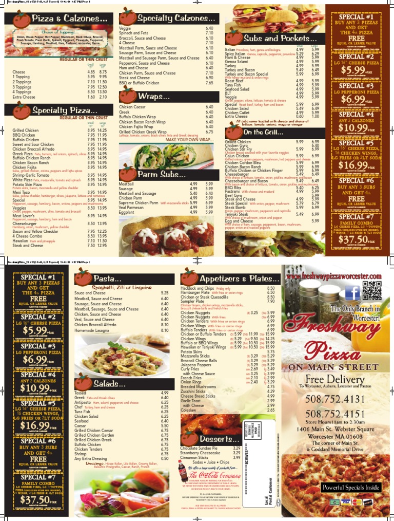Freshway Pizza Menu: A Comprehensive Listing of Pizza, Calzones, Subs ...