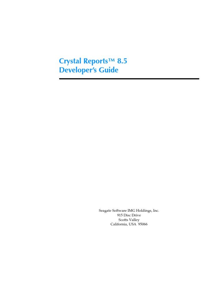 Seagate Crystal Reports 8.5 Developer's Guide, P. 147 | PDF | Component ...