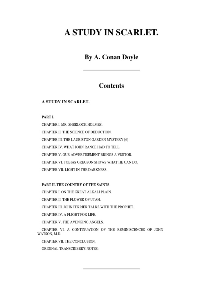 A Study in Scarlet | PDF | A Study In Scarlet | Dr. Watson