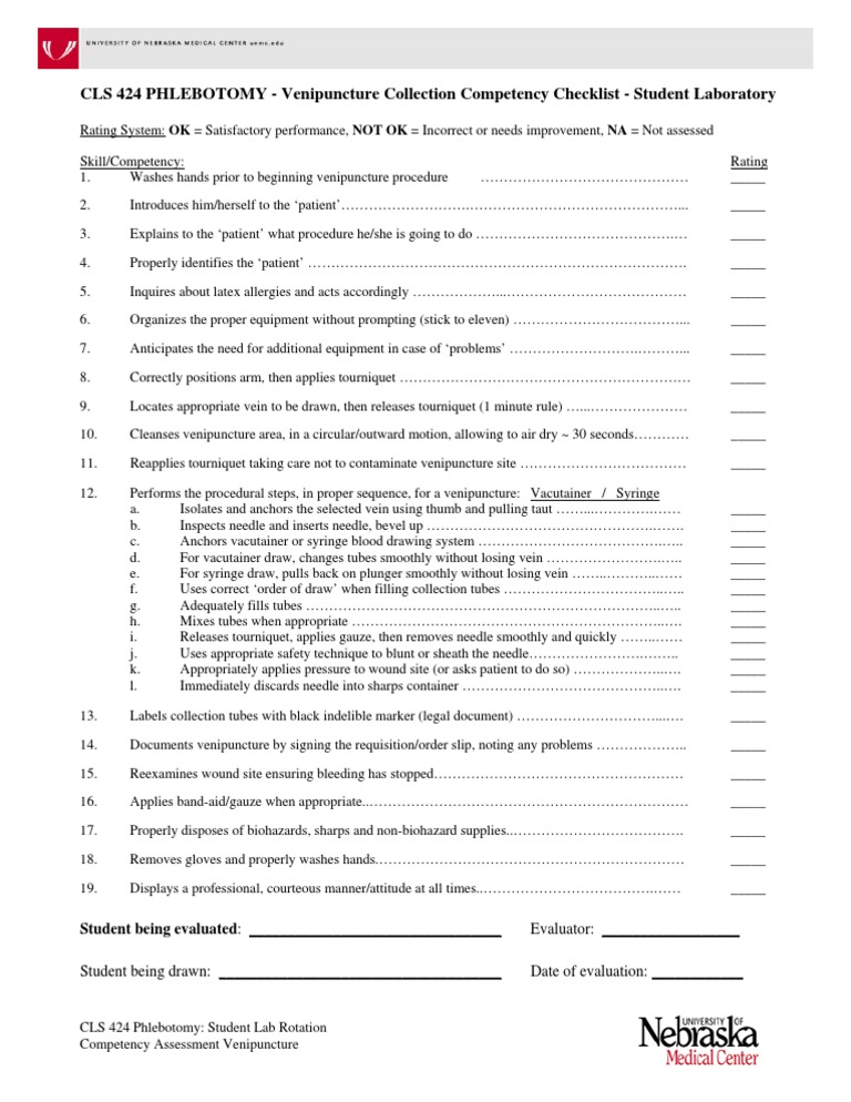 7 Competency Assessment Venipuncture SL _10-11 | Syringe | Ellipsis