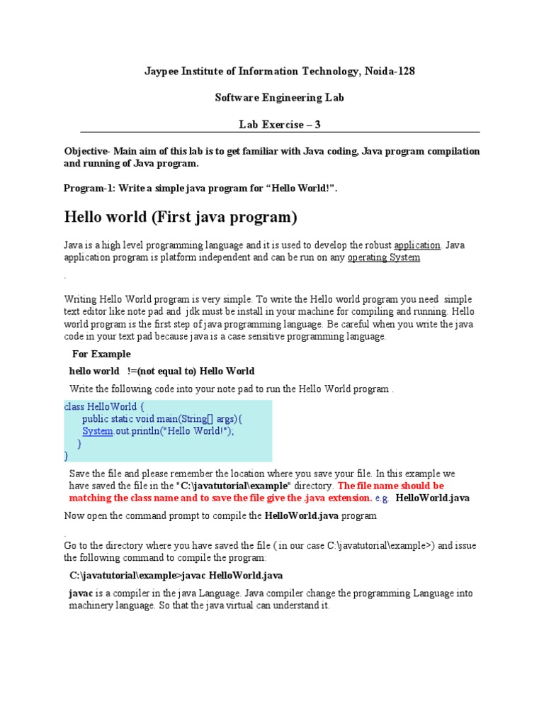 Labsheet03 Pdf Java Programming Language Class Computer Programming