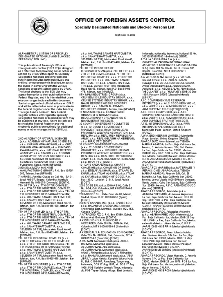 Lista Ofac | PDF | Business