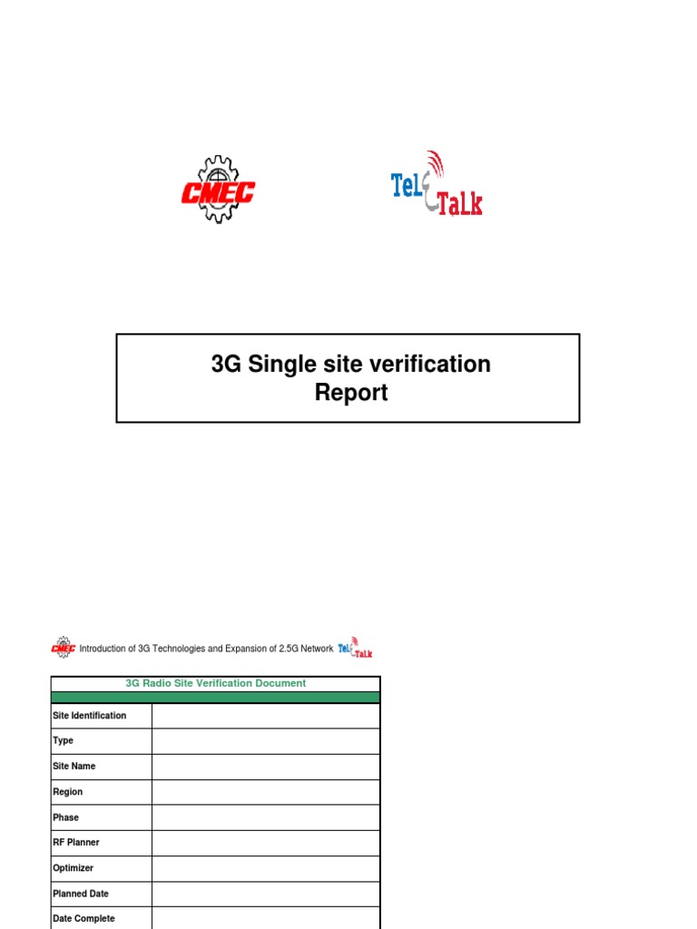 3G Single Site Verification Report Template - Teletalk | PDF | 3 G ...