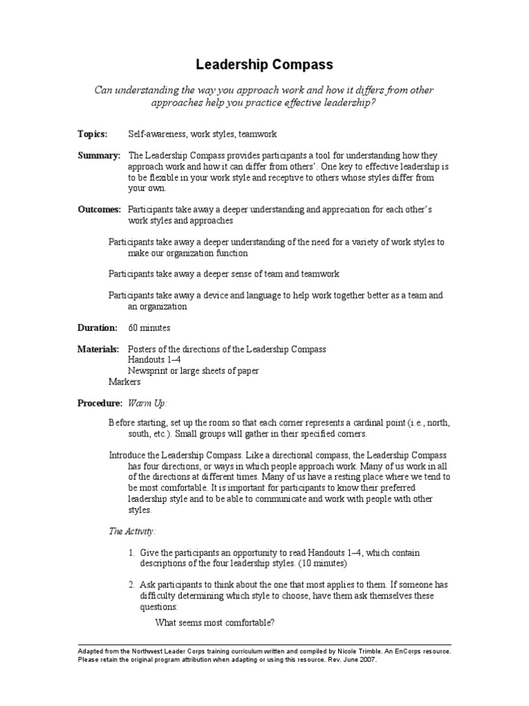 Leadership Compass | PDF | Intelligence Analysis | Leadership