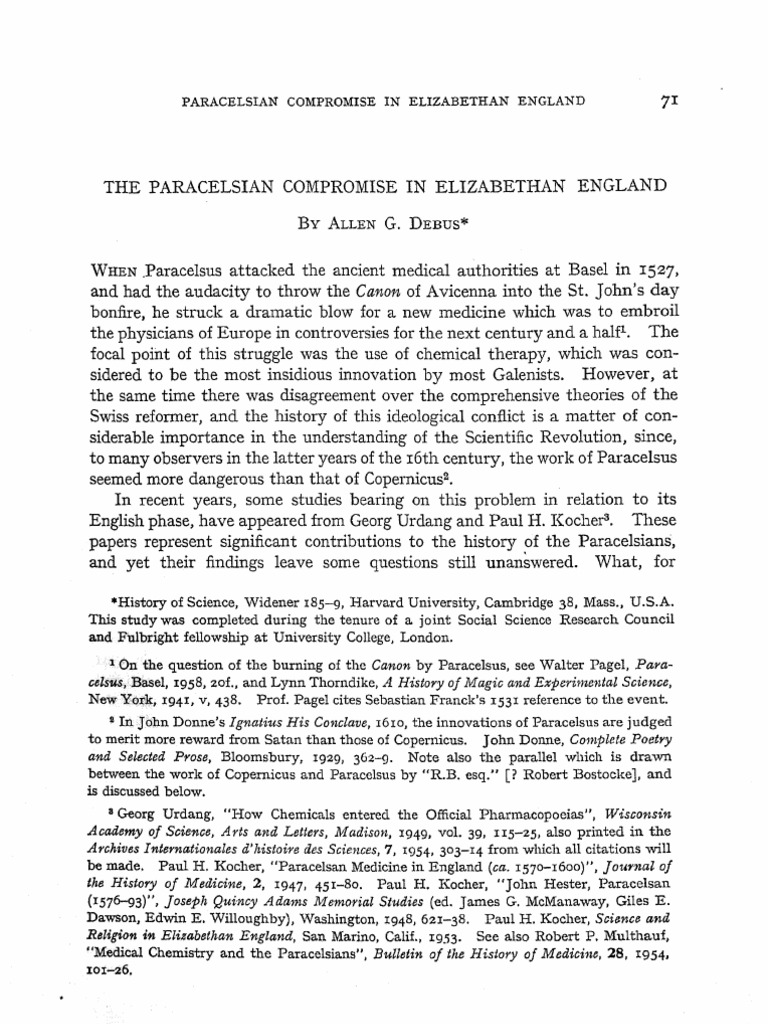 The Paracelsian Compromise in Elizabethan England | PDF | Alchemy ...