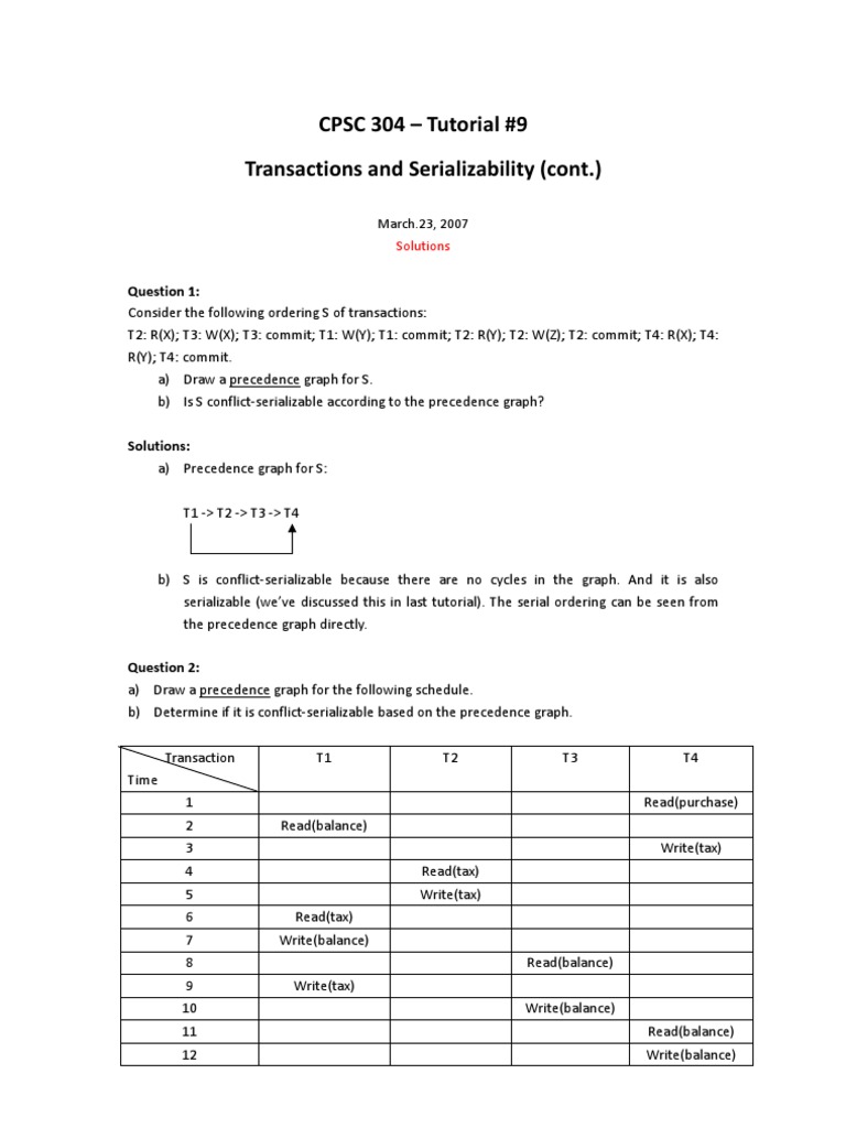 Tutorial9 Solutions 2 | PDF | Databases | Distributed Computing