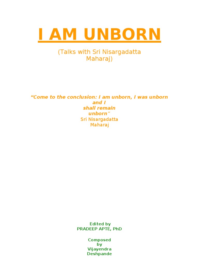 I Am Unborn Talks | PDF | Maya (Illusion) | Consciousness