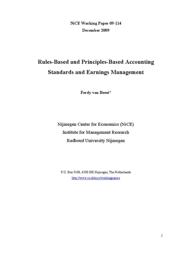 Rules-Based and Principles-Based Accounting Standards and Earnings ...