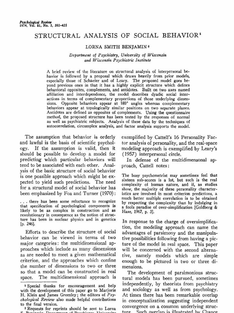 Structural Analysis of Social Behavior | PDF | Autocorrelation ...