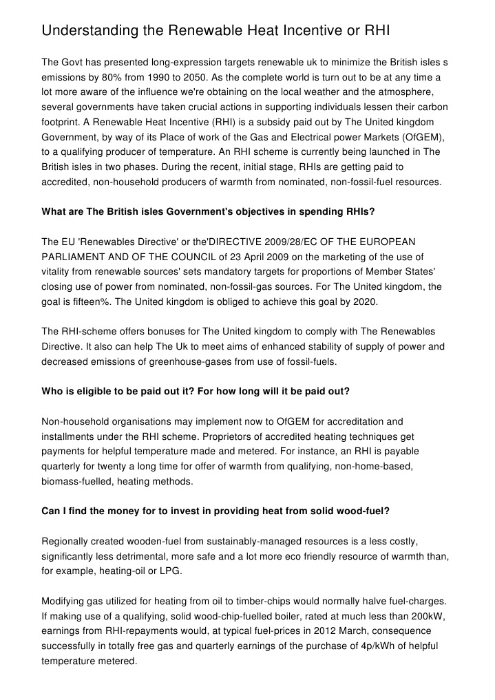 Understanding The Renewable Heat Incentive or RHI.20120923.071904 | PDF ...