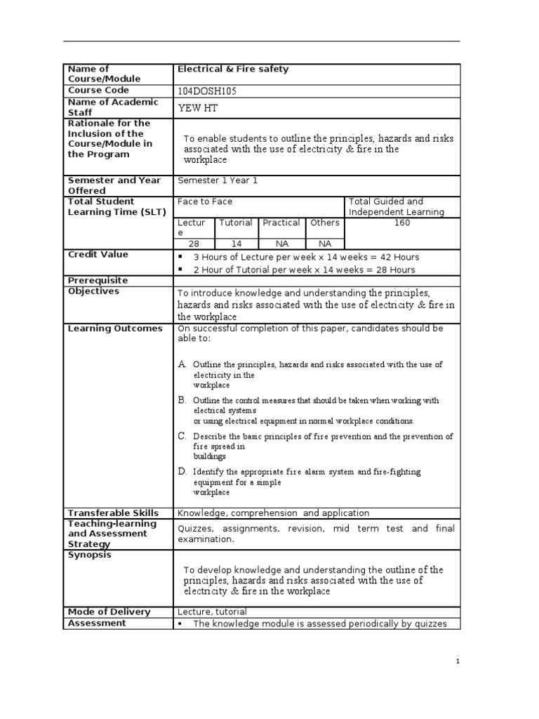 Electrical & Fire Safety | Download Free PDF | Safety | Electricity