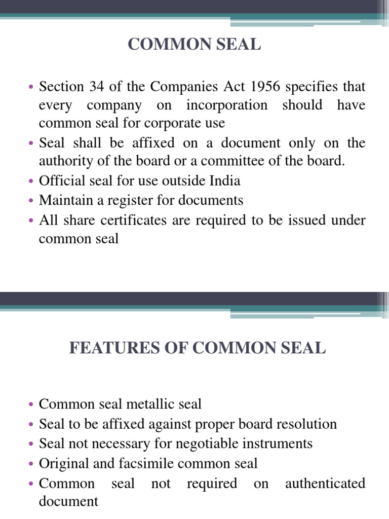 Common Seal | PDF | Seal (Emblem) | Board Of Directors