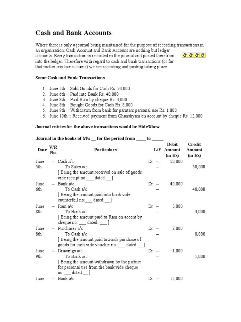 Some Cash and Bank Transactions | PDF | Bookkeeping | Debits And Credits