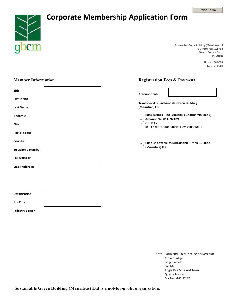 Corporate Membership Application Form | PDF | Career & Growth | Business