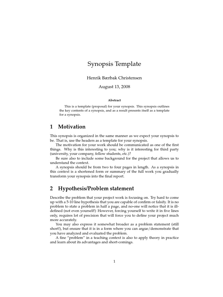 Synopsis Template | PDF | Theory | Falsifiability