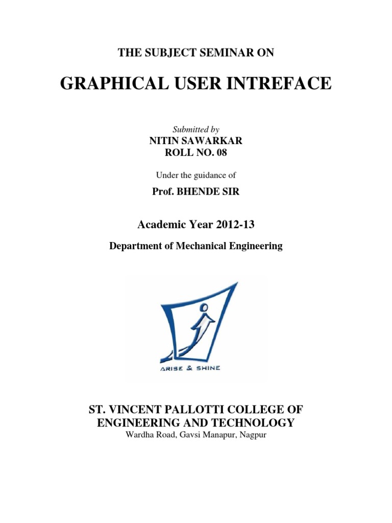 The Subject Seminar On GUI | PDF | Graphical User Interfaces | Icon ...