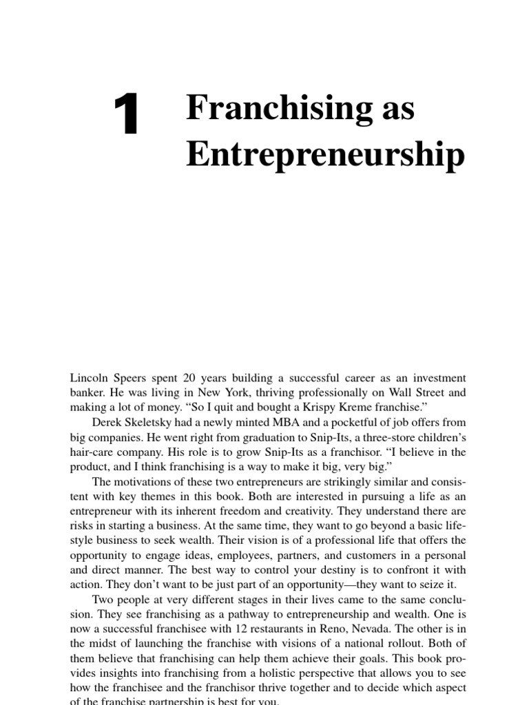 Franchising As An Entrepreneurship | PDF | Franchising | Entrepreneurship