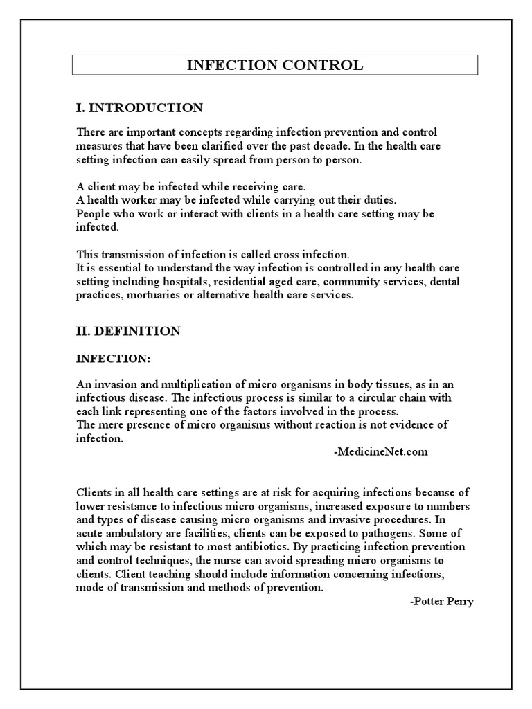 Infection Control | PDF | Infection Control | Transmission (Medicine)