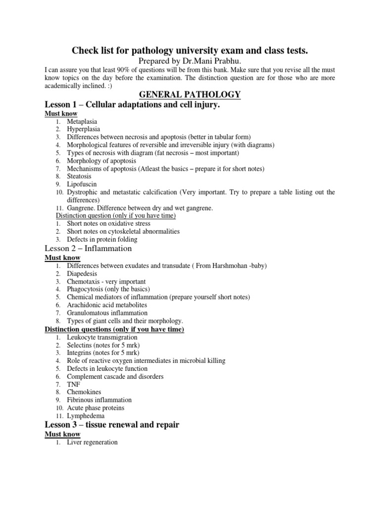 Pathology Exam Preparation Checklist | PDF | Colorectal Cancer ...