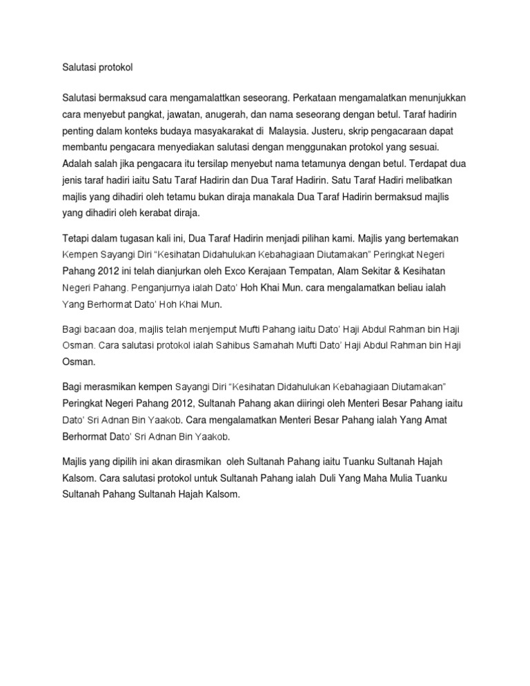 Salutasi Protokol | PDF