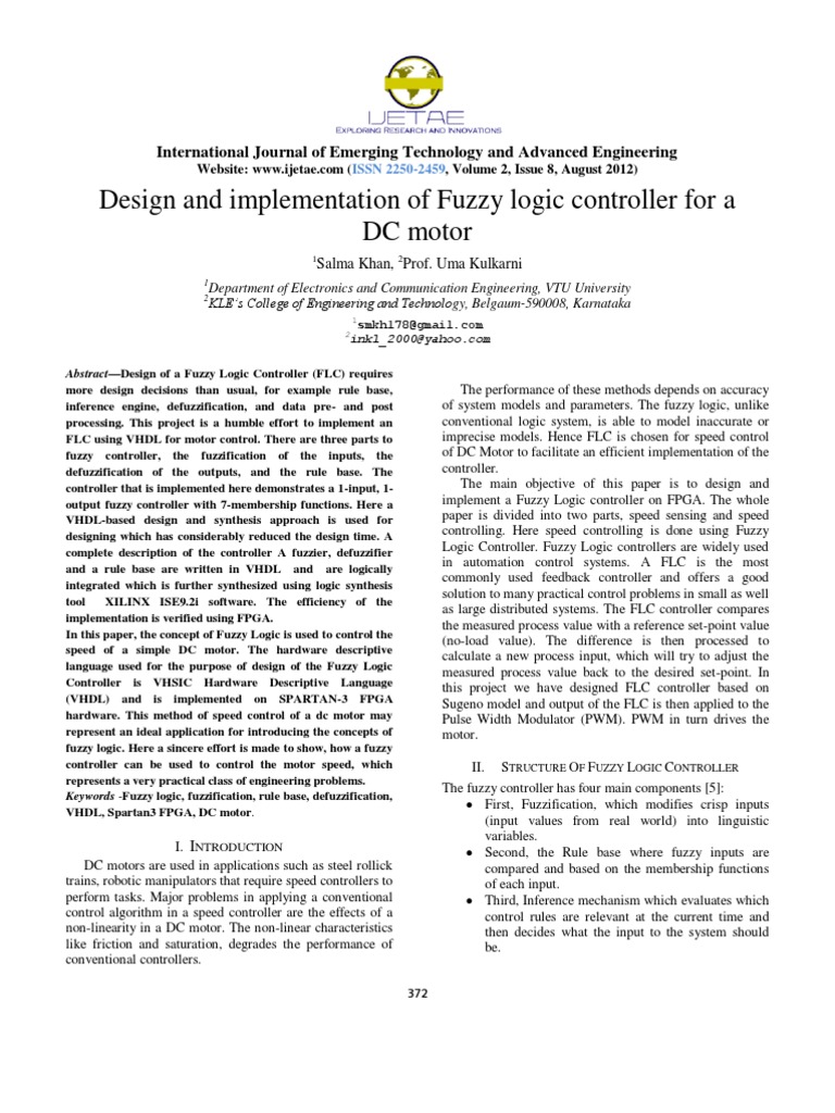 Fuzzy Logic Controller Pdf Fuzzy Logic Vhdl