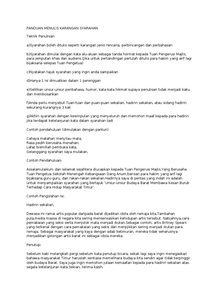 Panduan Menulis Karangan Syarahan | PDF