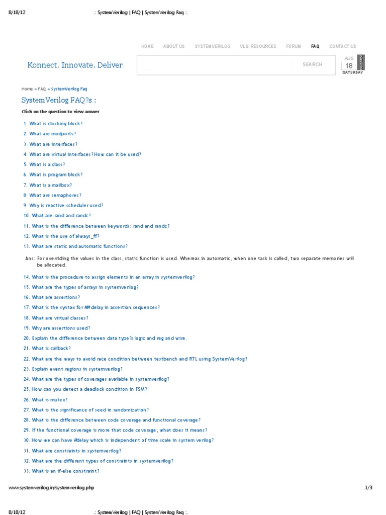 Systemverilog Faq Systemverilog Faq Pdf Scientific Modeling Computer Programming 