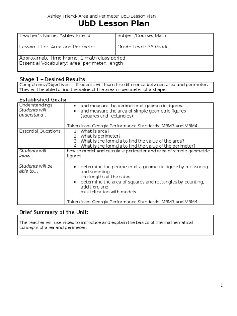 UbD Lesson Plan For Podcasting Lesson | PDF | Lesson Plan | Geometry