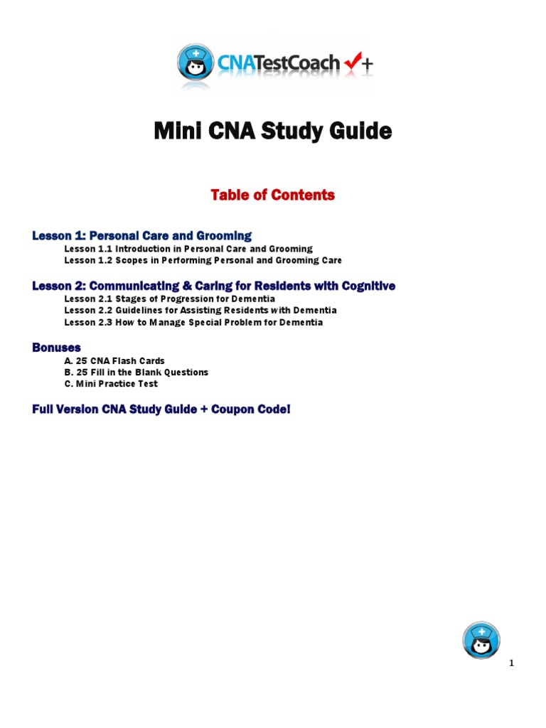 Mini CNA Study Guide | PDF | Skin | Dementia