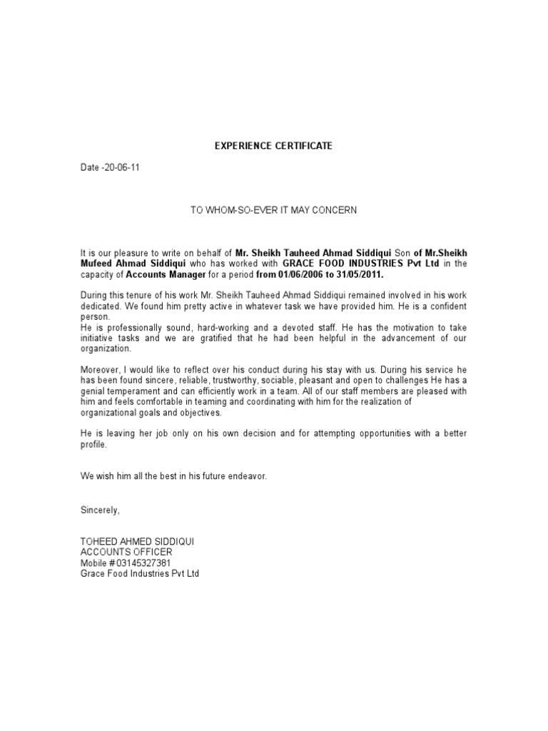 Experience Certificate | PDF