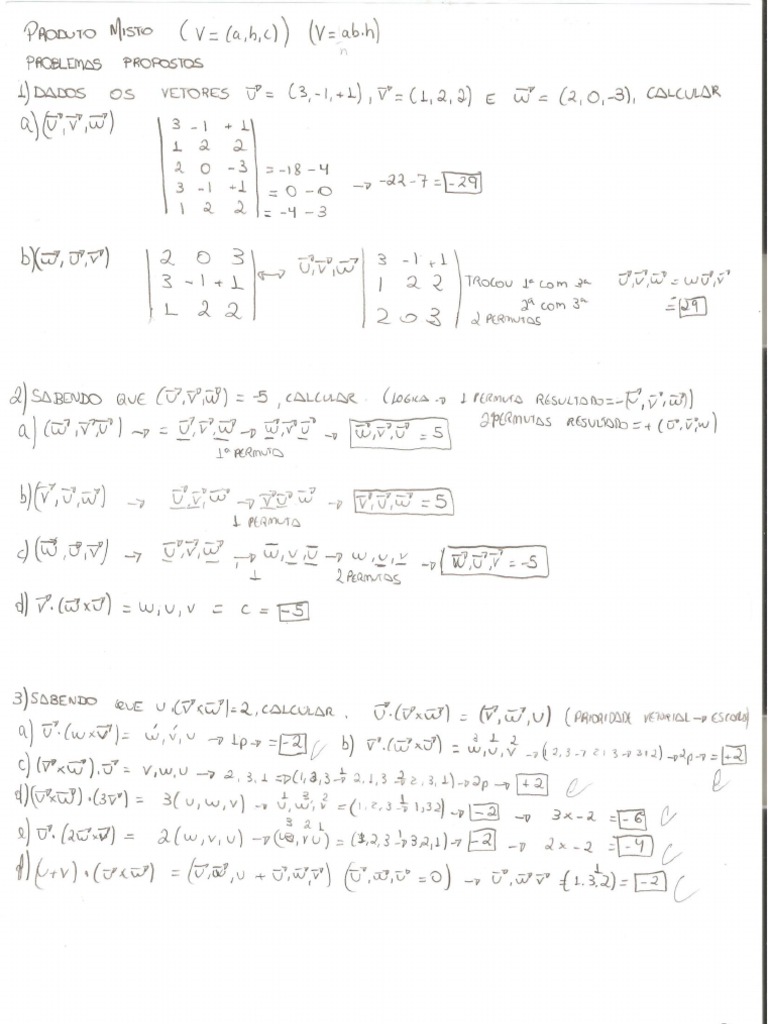 Produto Misto - Resolução Comentada. Geometria Analitica de Paulo ...