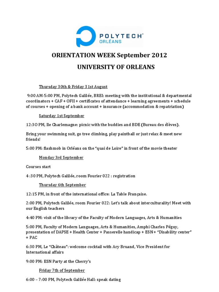 Orientation Week | PDF | Social Science | Foreign Language Studies