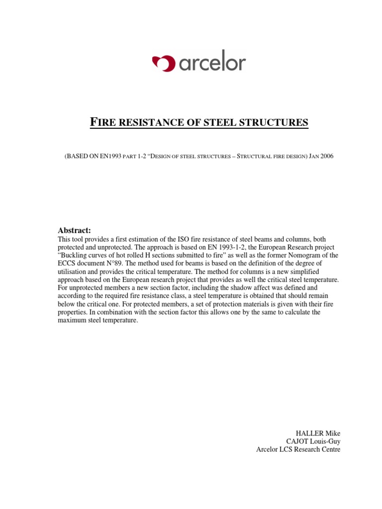 Fire Resistance of Steel Structures | PDF | Buckling | Beam (Structure)
