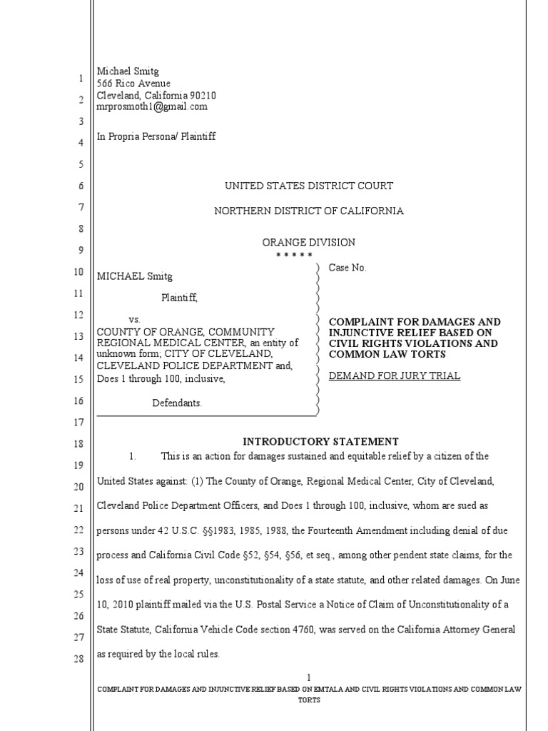 Complaint Damages | Damages | Tort