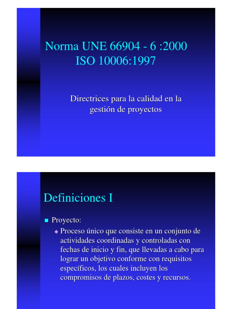 Iso 10006-1997 Calidad Gestión Proyectos-Presentación | PDF | Calidad (comercial) | Gestión de ...