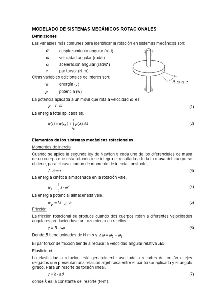 Modelado de Sistemas Mecánicos Rotacionales | PDF | Engranaje | Rotación