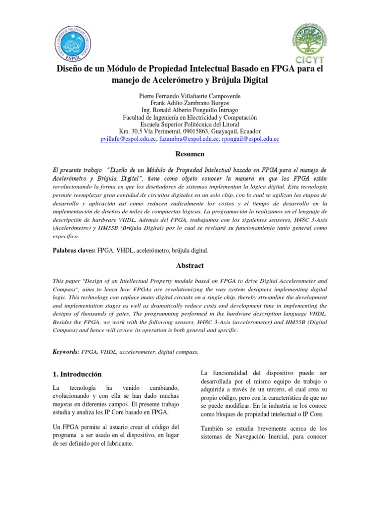 Diseño de un Módulo de Propiedad Intelectual Basado en FPGA para el manejo de Acelerómetro y ...