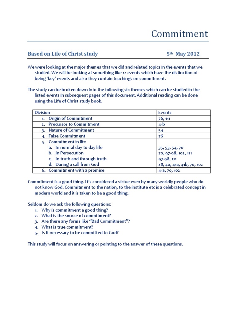 Study On Commitment | PDF | John The Baptist | Christianity