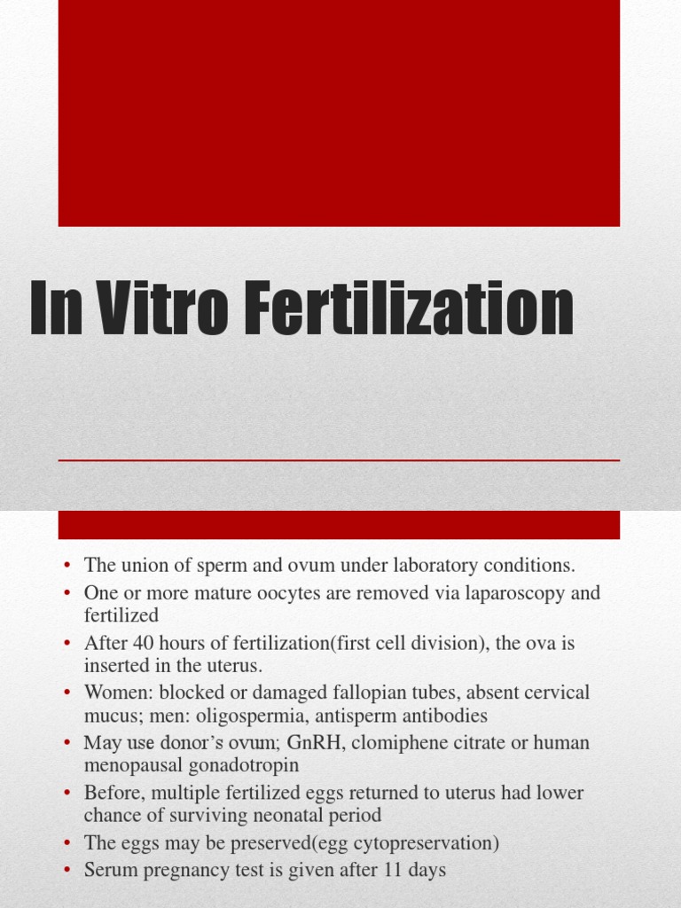 In Vitro Fertilization Overview and Ethics | PDF | In Vitro ...