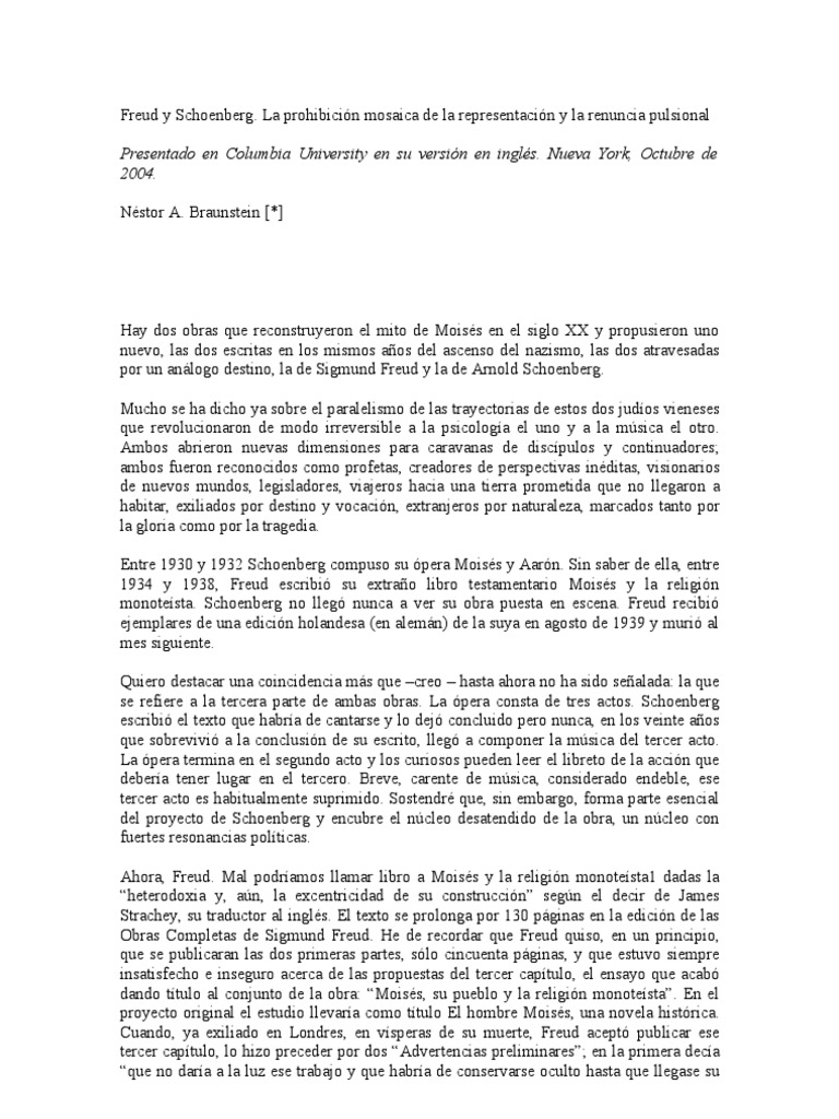 Freud y Schoenberg | PDF | Moisés | Jacques Lacan