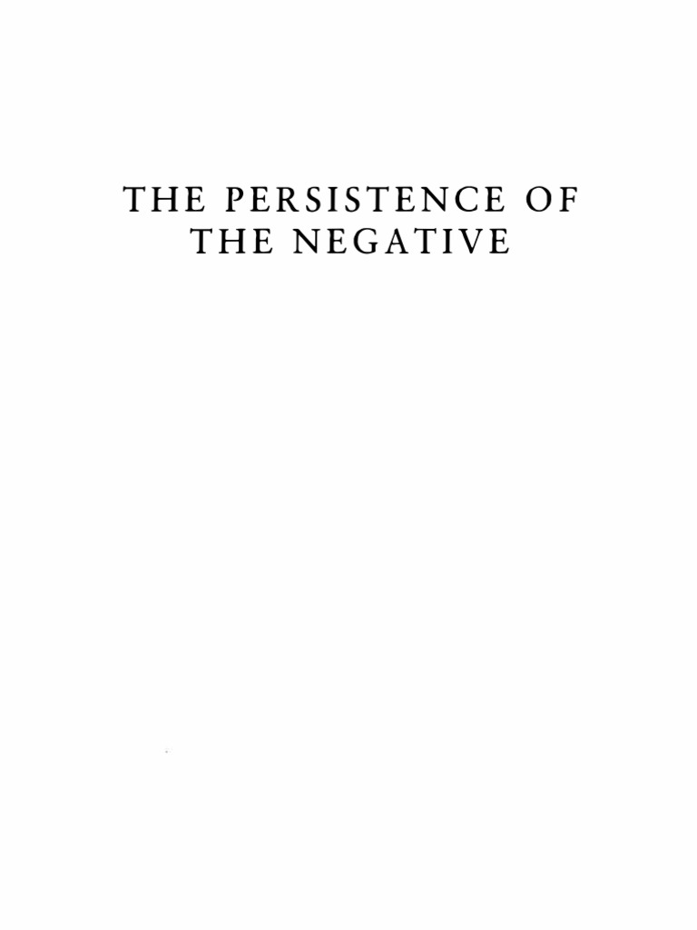 Persistence Negative Critique Contemporary Theory by Benjamin Noys ...