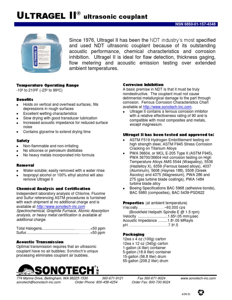 Ultragel II Technical Data Sheet | PDF | Corrosion | Metals
